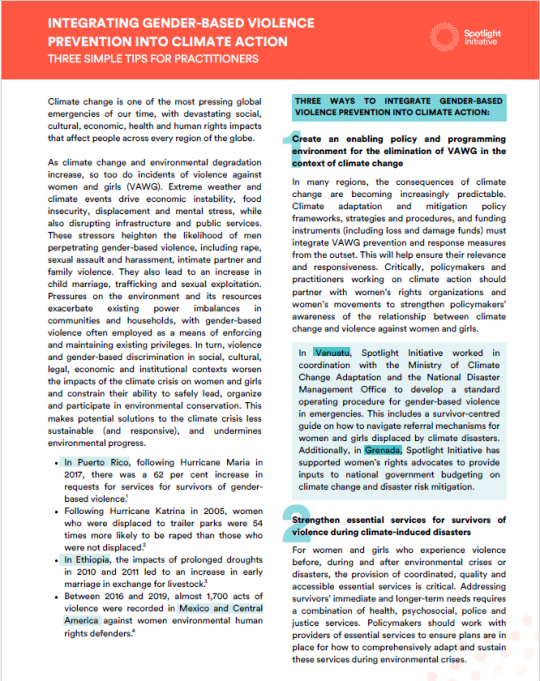 Integrating Gender Based Violence Prevention Into Climate Action